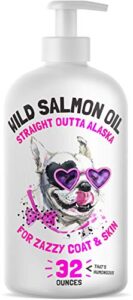 wild alaskan salmon oil for dogs & cats - pure fish omega 3 6 9 liquid epa dha fatty acids - skin & coat supplement - supports joint function, brain, eye, immune & heart health - made in usa 32 oz