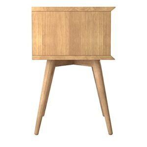 Mid-Century Night Stand / 2 Drawer / Solid Wood / 24"H / Easy Assembly, Scandinavian Oak Finish