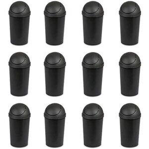 sterilite 10839006 3 gallon round swing top plastic wastebasket, black (12 pack)