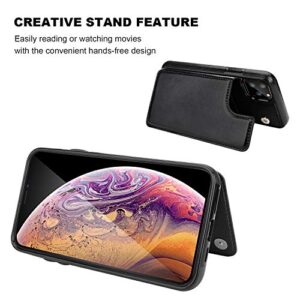 iPhone 11 Pro Max Wallet Case with Card Holder,OT ONETOP PU Leather Kickstand Card Slots Case,Double Magnetic Clasp and Durable Shockproof Cover for iPhone 11 Pro Max 6.5 Inch(Black)