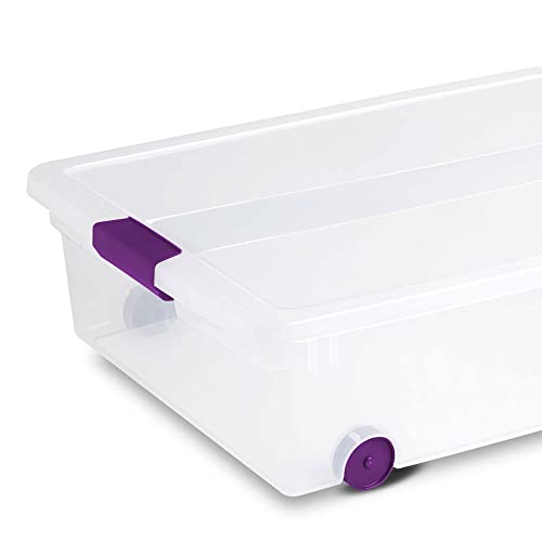 Sterilite 60 Quart Multipurpose Plastic ClearView Secure Latching Lid Wheeled Underbed Box Container for Home or Office Organization, (12 Pack)