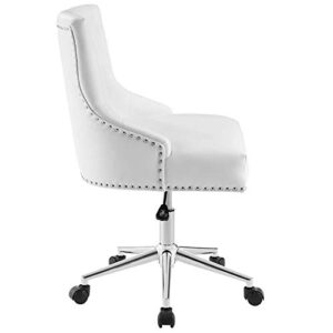 Modway Regent Tufted Button Faux Leather Swivel Office Chair with Nailhead Trim in White