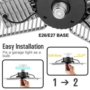 LZHOME 2-Pack LED Garage Lights, Deformable LED Garage Ceiling Lights 9000 Lumens, 82W CRI 80 Led Shop Lights for Garage, Adjustable Garage Lights, Led Garage Lighting (No Motion Activated)