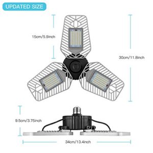 LZHOME 2-Pack LED Garage Lights, Deformable LED Garage Ceiling Lights 9000 Lumens, 82W CRI 80 Led Shop Lights for Garage, Adjustable Garage Lights, Led Garage Lighting (No Motion Activated)