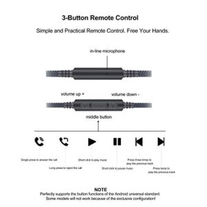 ABLET Audio Replacement Cable with in-Line Mic Remote Volume Control Only Compatible with Audio Technica ATH-M50x, ATH-M40x, ATH-M70x Headphones and Samsung Galaxy Huawei Android