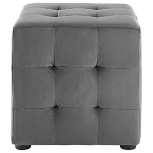 Modway EEI-3577-GRY Contour Tufted Button Cube Performance Velvet Ottoman, Gray 15.5"L x 15.5"H