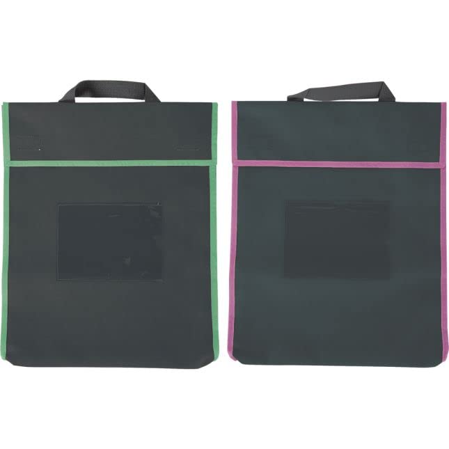 Store More Large Book Pouches and Labels - Black with Neon Trim - Set of 12