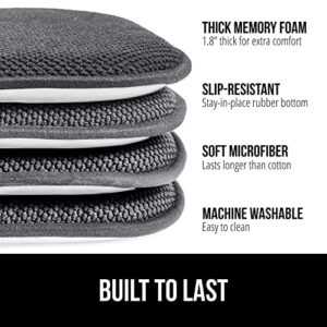 Gorilla Grip Memory Foam Chair Cushions, Comfortable Pads for Dining Room, Kitchen Table, Office Chairs, Stay in Place Backing, Comfortable Microfiber Seat Pad Cushion, Set of 4, 16x16, Gray