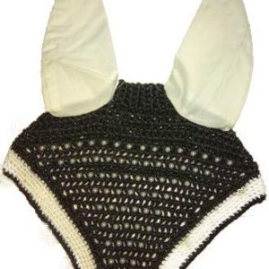 Avani Creations Horse Ear Net Crochet Fly Veil Equestrian Fly Bonnet/Veil/mask Standard Size