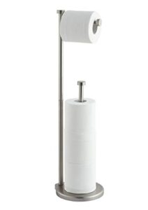 sunnypoint free standing bathroom toilet paper holder stand with reserve, reserve area has enough space for jumbo roll