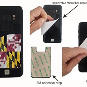 Maryland State Flag Design - Silicone 3M Adhesive Credit Card Stick-on Wallet Pouch for iPhone/Galaxy Android Phone Cases