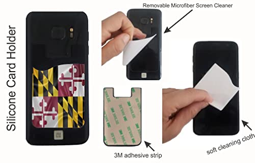 Maryland State Flag Design - Silicone 3M Adhesive Credit Card Stick-on Wallet Pouch for iPhone/Galaxy Android Phone Cases