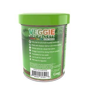 Omega One Veggie Mini Pellets, Sinking, 3.5 oz Container