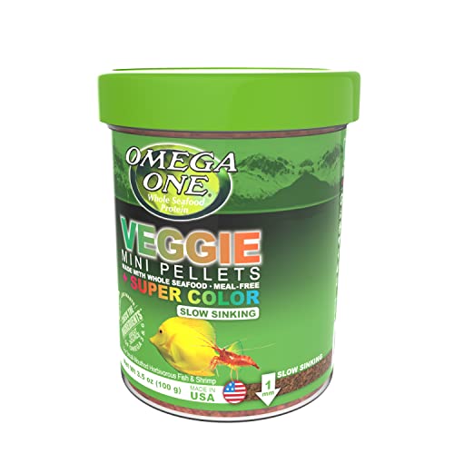 Omega One Veggie Mini Pellets, Sinking, 3.5 oz Container