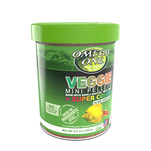 Omega One Veggie Mini Pellets, Sinking, 3.5 oz Container