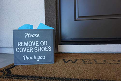 RE GOODS Shoe Covers Box | Disposable Shoe Bootie Holder For Realtor Listings and Open Houses | Please Cover or Remove Shoes Bin | Shoe Bootie Box