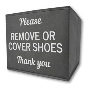 RE GOODS Shoe Covers Box | Disposable Shoe Bootie Holder For Realtor Listings and Open Houses | Please Cover or Remove Shoes Bin | Shoe Bootie Box