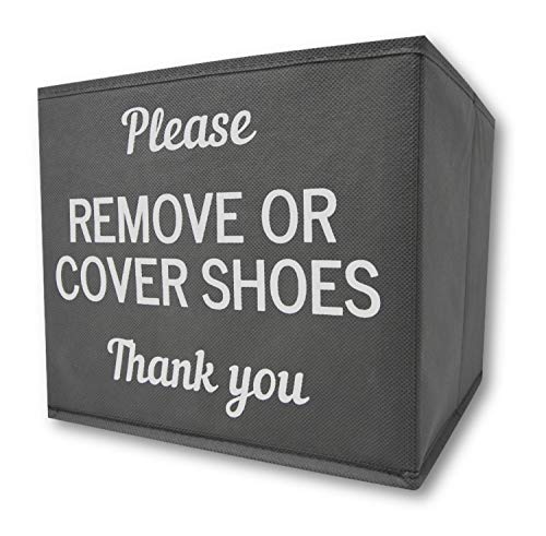 RE GOODS Shoe Covers Box | Disposable Shoe Bootie Holder For Realtor Listings and Open Houses | Please Cover or Remove Shoes Bin | Shoe Bootie Box