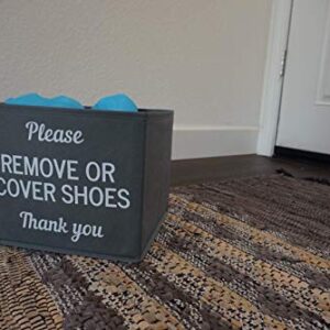 RE GOODS Shoe Covers Box | Disposable Shoe Bootie Holder For Realtor Listings and Open Houses | Please Cover or Remove Shoes Bin | Shoe Bootie Box