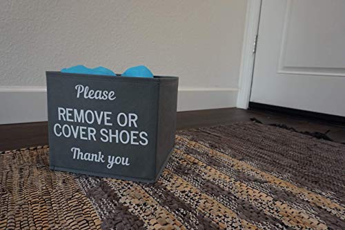 RE GOODS Shoe Covers Box | Disposable Shoe Bootie Holder For Realtor Listings and Open Houses | Please Cover or Remove Shoes Bin | Shoe Bootie Box