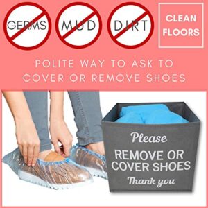 RE GOODS Shoe Covers Box | Disposable Shoe Bootie Holder For Realtor Listings and Open Houses | Please Cover or Remove Shoes Bin | Shoe Bootie Box