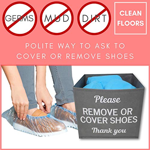 RE GOODS Shoe Covers Box | Disposable Shoe Bootie Holder For Realtor Listings and Open Houses | Please Cover or Remove Shoes Bin | Shoe Bootie Box