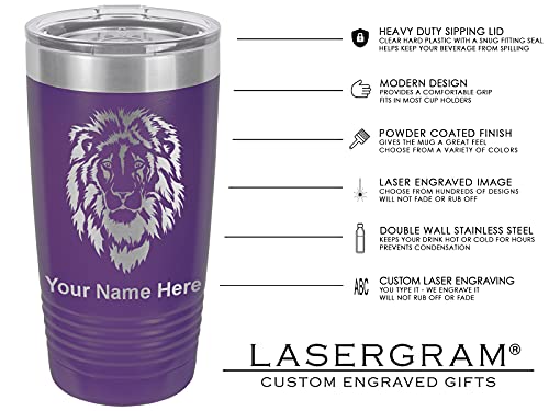 LaserGram 20oz Vacuum Insulated Tumbler Mug, Squirrel, Personalized Engraving Included (Dark Purple)