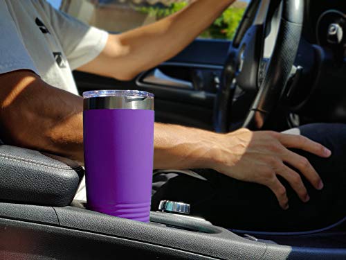 LaserGram 20oz Vacuum Insulated Tumbler Mug, Manatee, Personalized Engraving Included (Dark Purple)