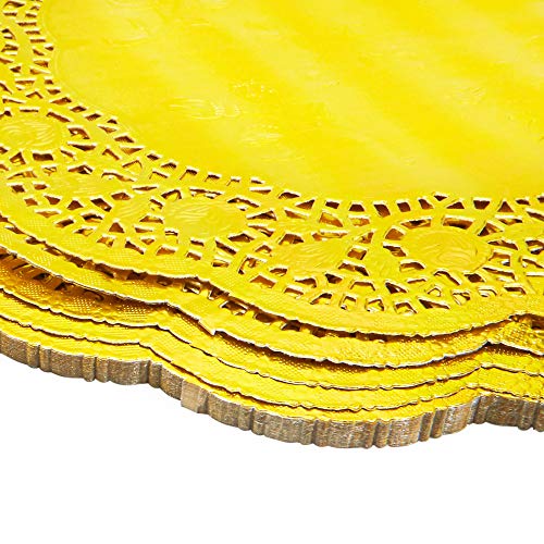 Juvale Lace Paper Doilies, Gold Placemats (12x12 in, 100 Pack)