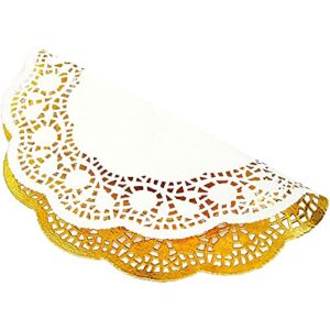 Juvale Lace Paper Doilies, Gold Placemats (12x12 in, 100 Pack)