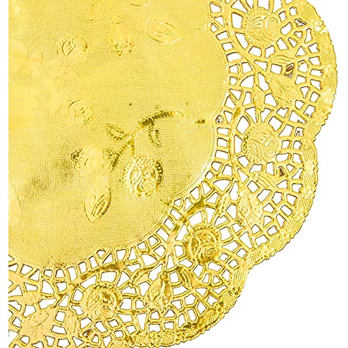 Juvale Lace Paper Doilies, Gold Placemats (12x12 in, 100 Pack)