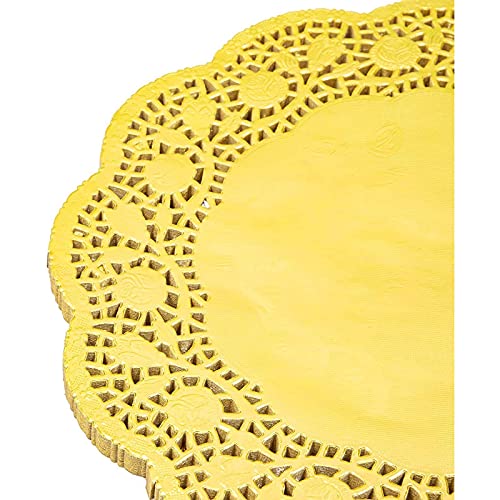 Juvale Lace Paper Doilies, Gold Placemats (12x12 in, 100 Pack)