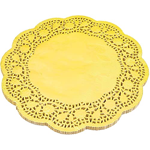 Juvale Lace Paper Doilies, Gold Placemats (12x12 in, 100 Pack)