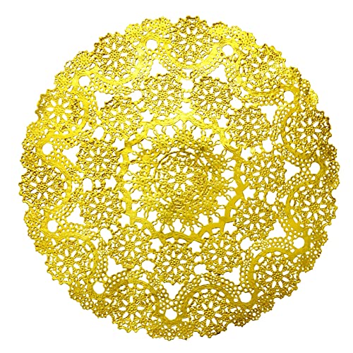 Juvale 60 Pack Gold Doilies, 12 inch Round Medallion-Style, Disposable Placemats for Party Table Decorations