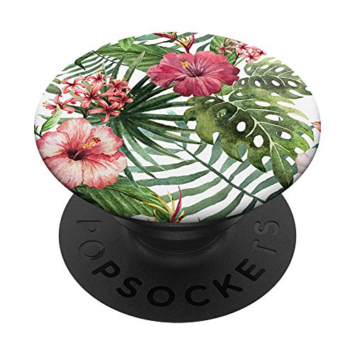 Cute Floral Hibiscus Flower Pattern Jungle Exotic Tropical PopSockets PopGrip: Swappable Grip for Phones & Tablets