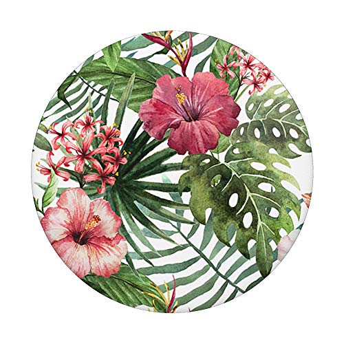 Cute Floral Hibiscus Flower Pattern Jungle Exotic Tropical PopSockets PopGrip: Swappable Grip for Phones & Tablets