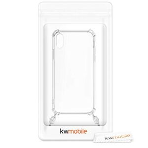 kwmobile Case Compatible with Apple iPhone Xs - Crossbody Case Clear Transparent TPU Phone Cover with Metal Chain Strap - Transparent/Silver