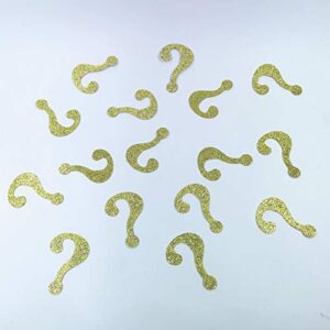 100 counts gold glitter question mark table confetti / paper scatter for gender reveal party decorating