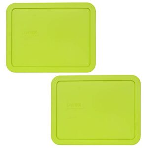 pyrex 7211-pc 6-cup edamame green rectangle plastic food storage lid, made in usa - 2 pack