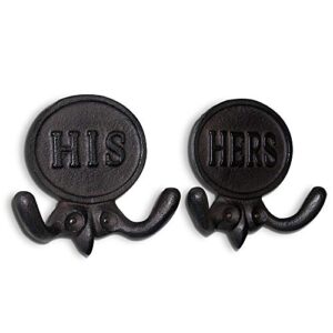 Wallcharmers Set of 2 His and Hers Towel Hooks for Bathrooms, Mr & Mrs. Farmhouse and Rustic Bathroom Hooks for Towels, Bronze