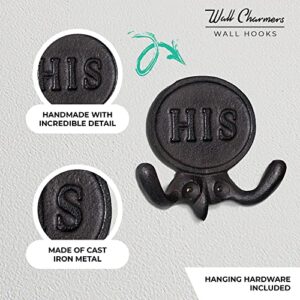 Wallcharmers Set of 2 His and Hers Towel Hooks for Bathrooms, Mr & Mrs. Farmhouse and Rustic Bathroom Hooks for Towels, Bronze