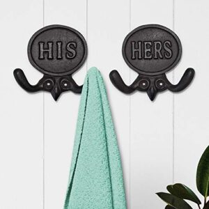 Wallcharmers Set of 2 His and Hers Towel Hooks for Bathrooms, Mr & Mrs. Farmhouse and Rustic Bathroom Hooks for Towels, Bronze