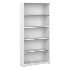 bush furniture cabot tall 5 bookcase in white