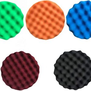 Makitoyo 7PCS 7 Inch Buffing Polishing Pads Kit,5pcs Polishing Sponge,1 pc Wool Pad,Waxing Buffing Pad Kit for Car