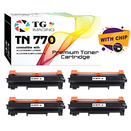 TG Imaging (4 Pack, Super High Yield) Compatible for TN770 Black High Yield Toner Cartridge (TN-770, 4xBlack) Replacement for HL-L2370DW HL-L2370DWXL MFC-L2750DW MFC-L2750DWXL Printers