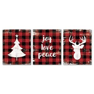 sumgar christmas wall art prints unframed 8x10 farmhouse decor red black buffalo posters quotes pictures artwork set of 3