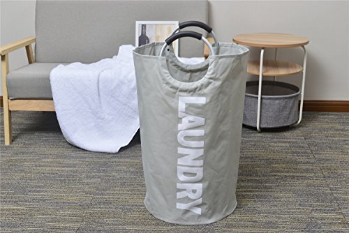 JIANUS Laundry Basket - 82L Large Fabric Laundry Hamper Bags (6 Colors) - Collapsible, Portable, Foldable Clothes Bag Waterproof, Durable Handles for Bathroom, Kids Room (Grey)