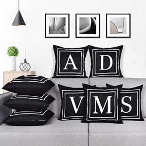 Yastouay Pillow Covers English Alphabet C Throw Pillow Cover Black Throw Pillow Case Modern Cushion Cover for Sofa Bedroom Chair Couch Car (Black, 18 x 18 Inch)