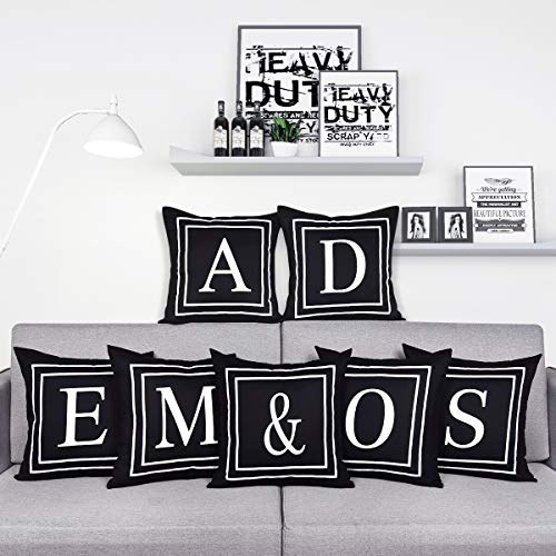 Yastouay Pillow Covers English Alphabet C Throw Pillow Cover Black Throw Pillow Case Modern Cushion Cover for Sofa Bedroom Chair Couch Car (Black, 18 x 18 Inch)