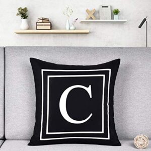 Yastouay Pillow Covers English Alphabet C Throw Pillow Cover Black Throw Pillow Case Modern Cushion Cover for Sofa Bedroom Chair Couch Car (Black, 18 x 18 Inch)